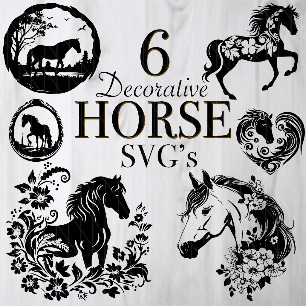 Horse SVG Files for Instant Download, 6 Horse Silhouette SVG File ...