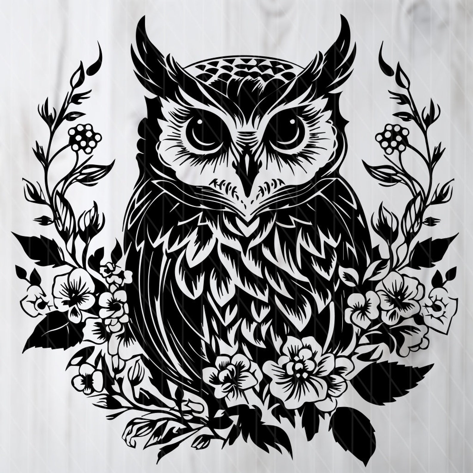 Floral Owl SVG File for Instant Download, Owl SVG File for POD, Bird ...