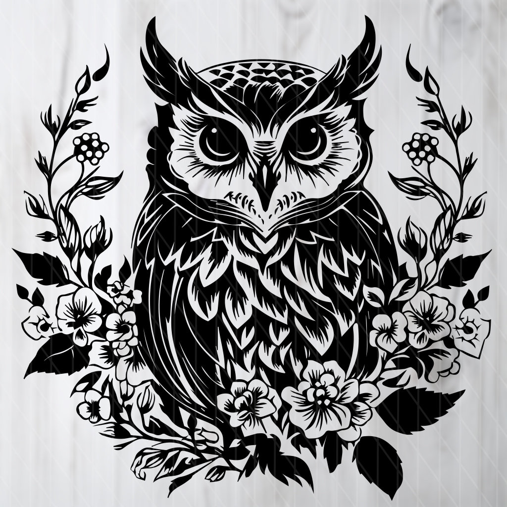 Floral Owl SVG File for Instant Download, Owl SVG File for POD, Bird ...