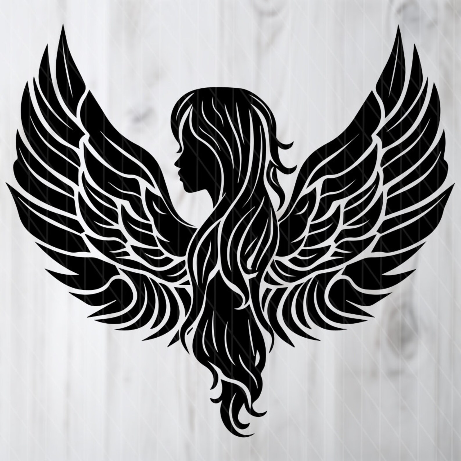 Female Angel SVG File for Instant Download, Angel Silhouette SVG File ...