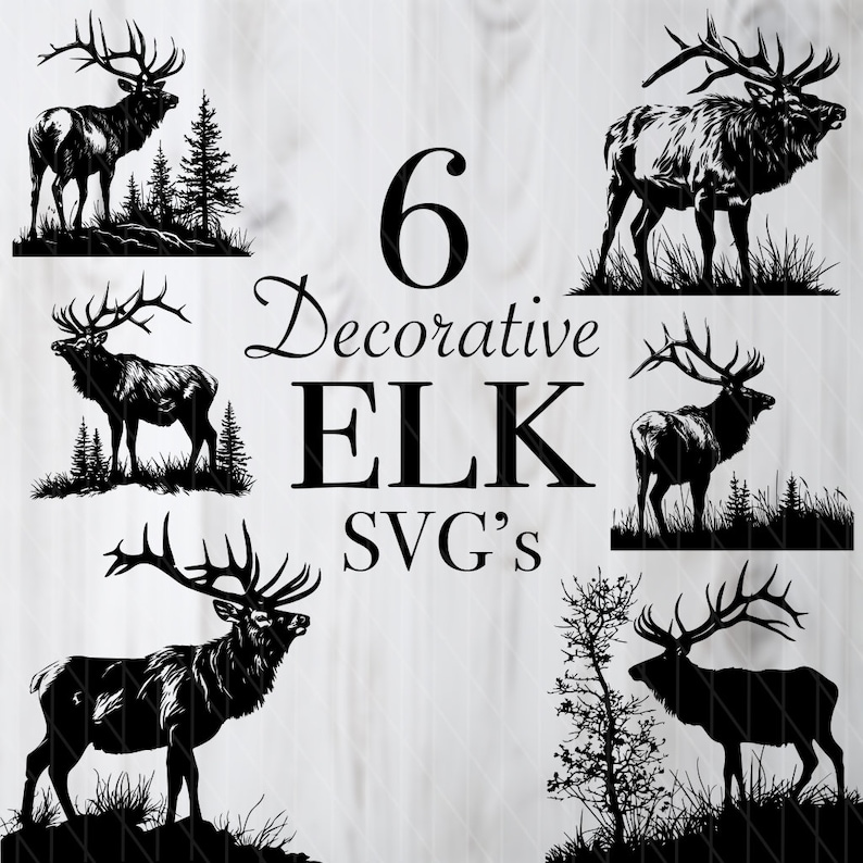Elk SVG Files for Instant Download, Elk Hunting SVG File for POD, Bull ...