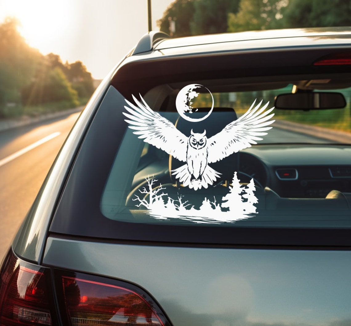 Flying Owl SVG File for Instant Download, Owl & Moon SVG File for POD ...