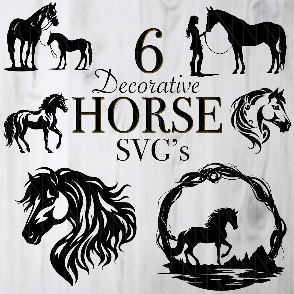 Horse SVG Files for Instant Download, 6 Horse Silhouette SVG File ...