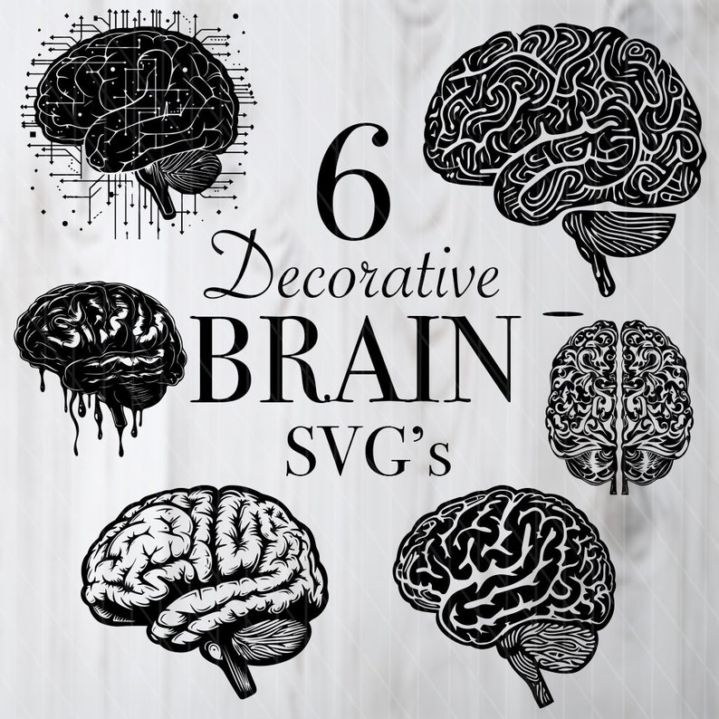 Human Brain SVG Files for Instant Download, Brain SVG File for POD ...