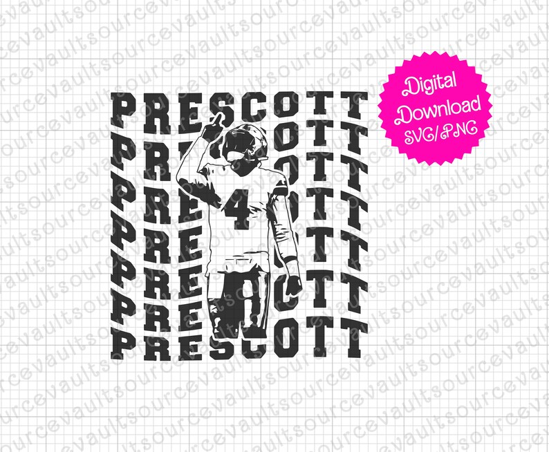 Dak Prescott 4 SVG, PNG, PDF Instant Digital Download Cut File for Cricut Silhouette Sublimation ...
