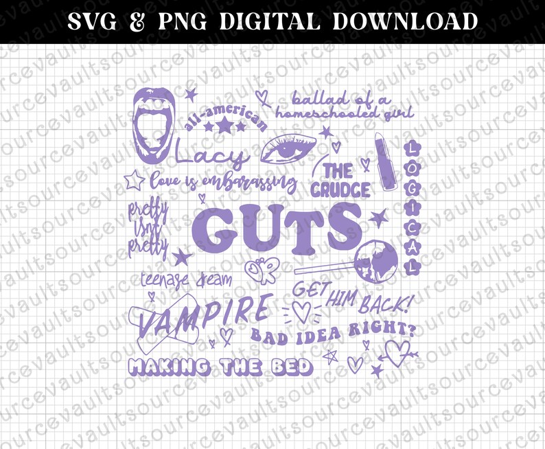 Guts Tracklist SVG PNG: Cricut & Silhouette Cut File (digital Download ...