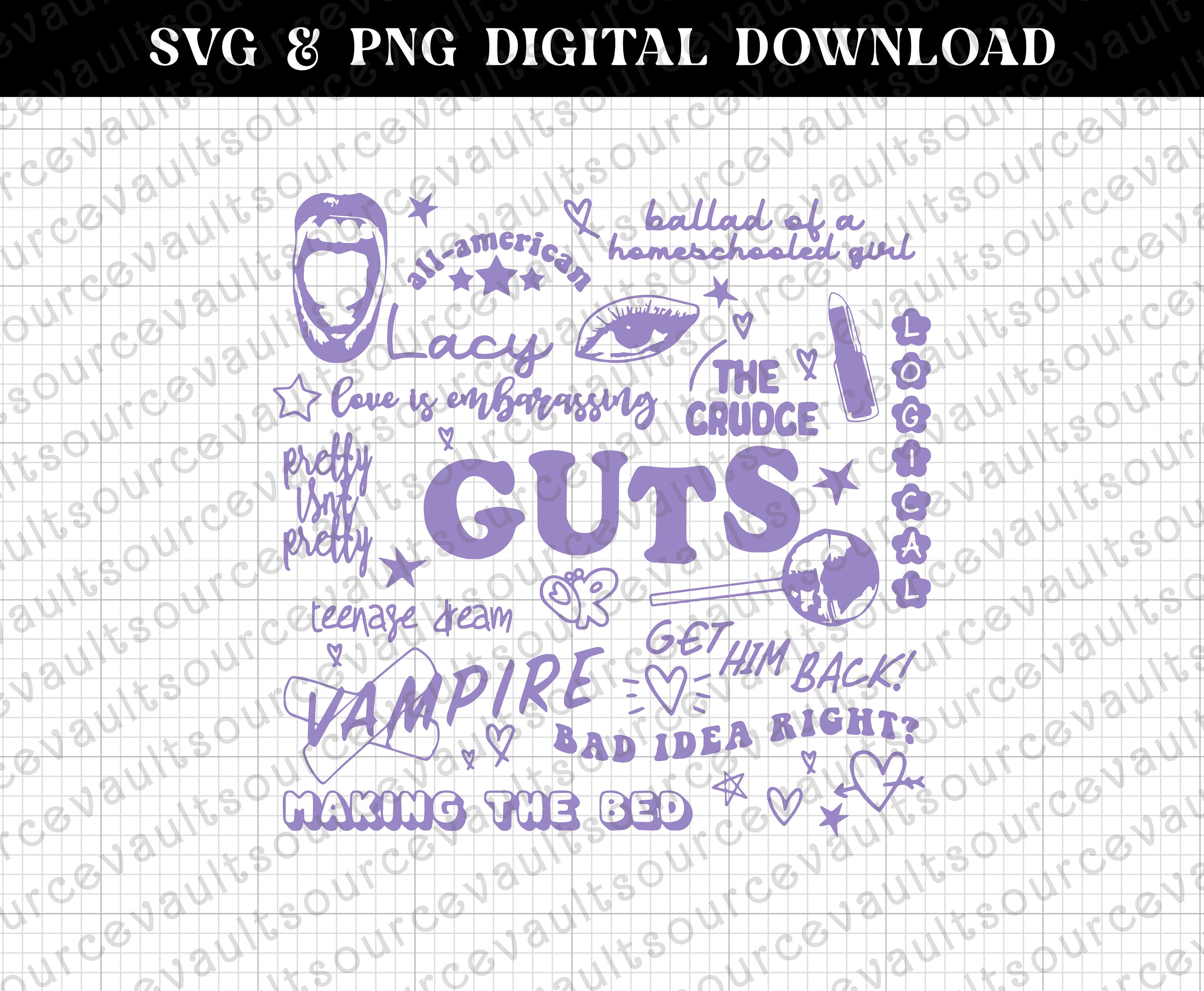 Guts Tracklist SVG PNG: Cricut & Silhouette Cut File (digital Download ...