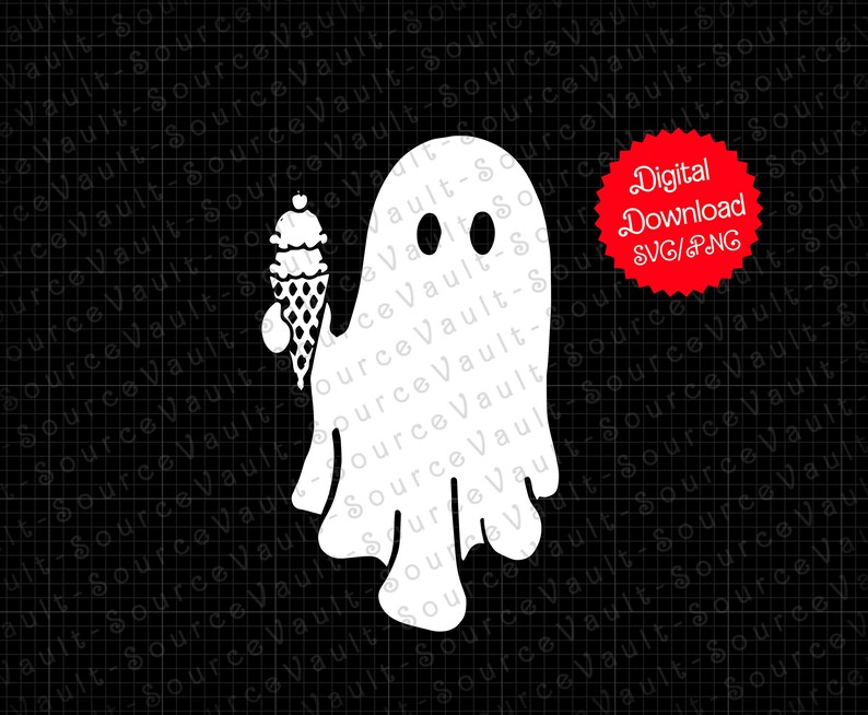 Ghost With Ice Cream Cone SVG PNG - Cricut & Silhouette Cut File ...