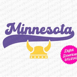 Minnesota Retro Text With Helmet SVG & PNG Instant Digital Download - Etsy
