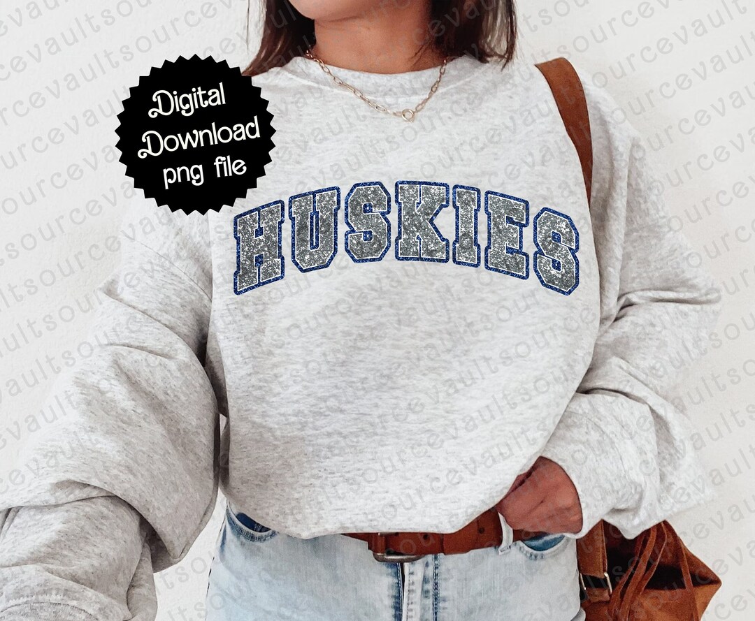 Faux Glitter Effect Huskies Varsity Text PNG & SVG Instant Digital ...