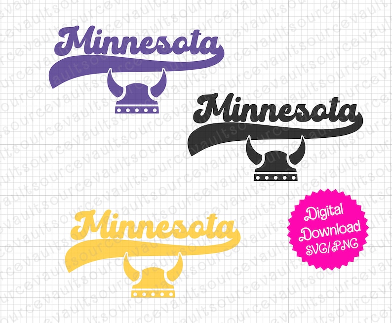 Minnesota Retro Text With Helmet SVG & PNG Instant Digital Download - Etsy