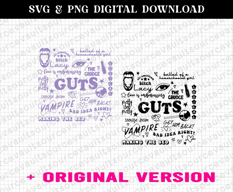 Guts Tracklist SVG PNG: Cricut & Silhouette Cut File (digital Download ...