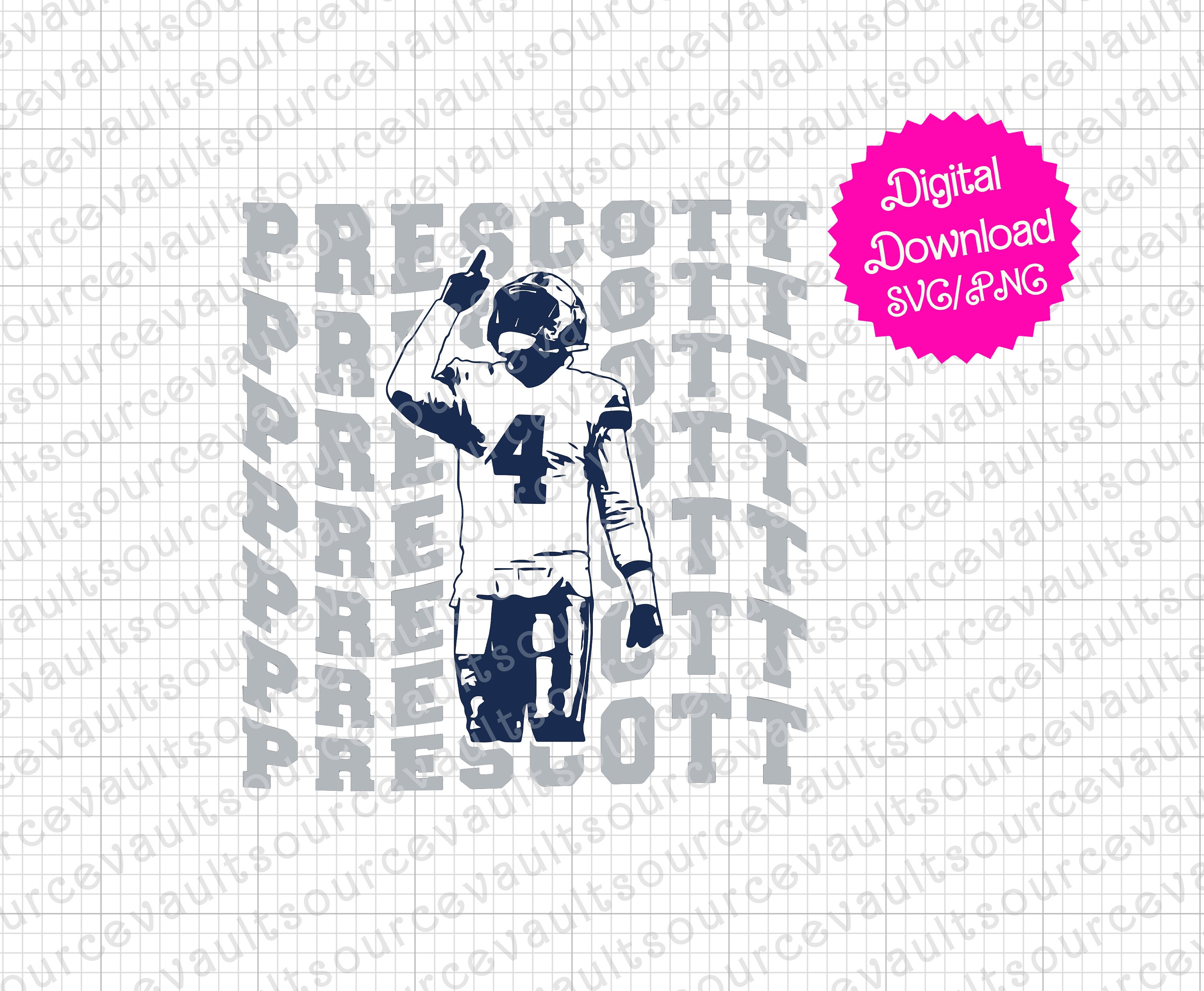 Dak Prescott 4 - SVG, PNG, + PDF Instant Digital Download - Cut File ...
