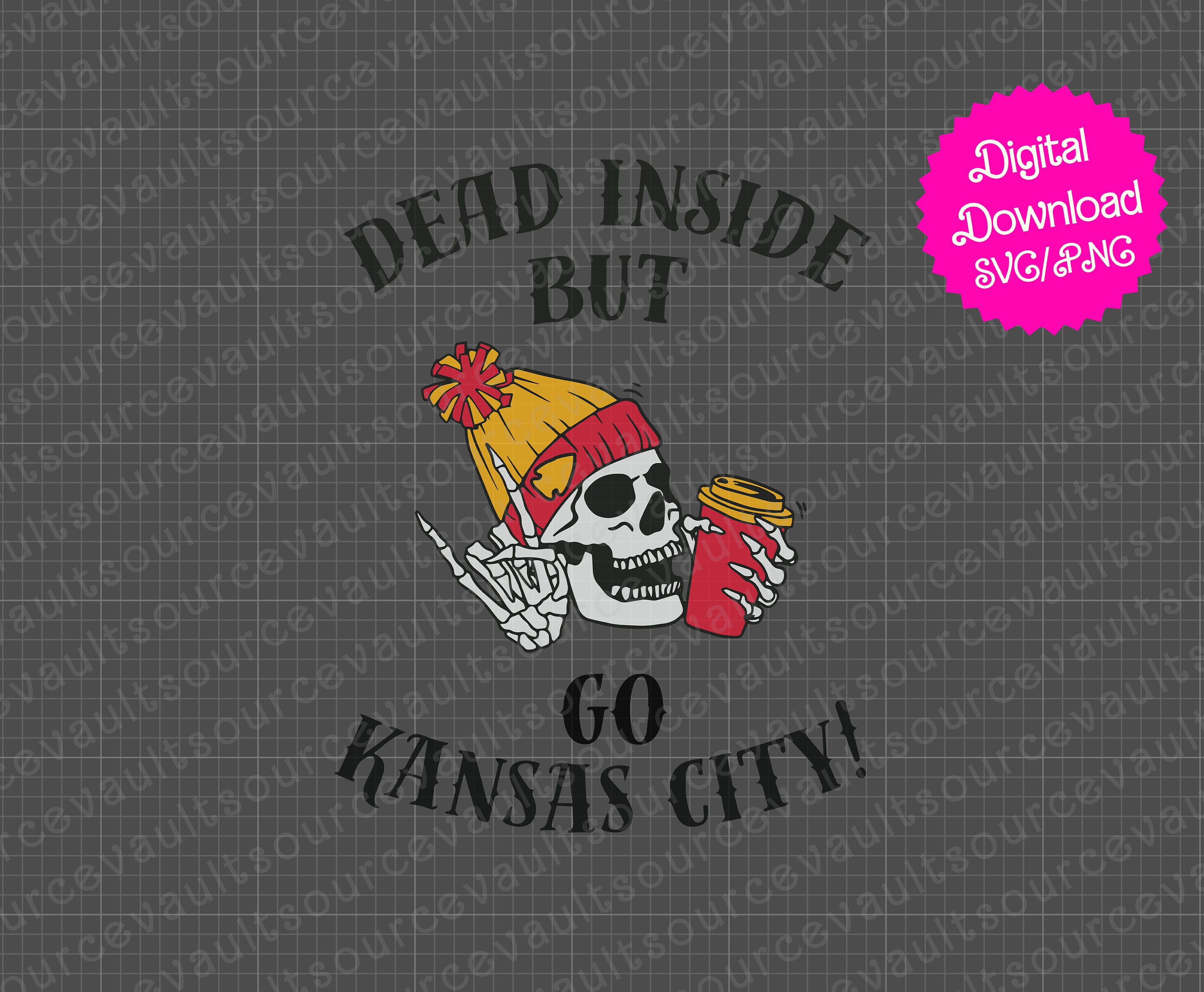 Dead Inside but Go Kansas City! Skeleton SVG & PNG Instant Digital ...