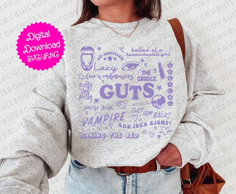 Guts Tracklist SVG PNG: Cricut & Silhouette Cut File (digital Download ...