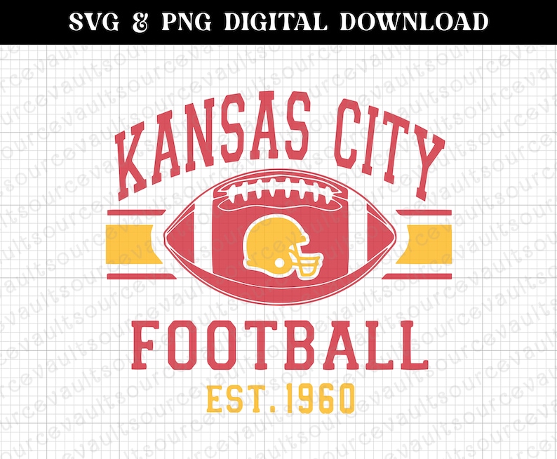 Kansas City Football SVG & PNG Instant Digital Download Cut File for ...