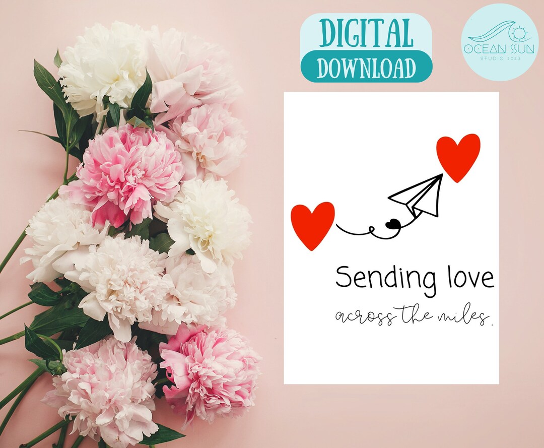 Printable Miss You Sending Love Card, Instant Download Long Distance ...