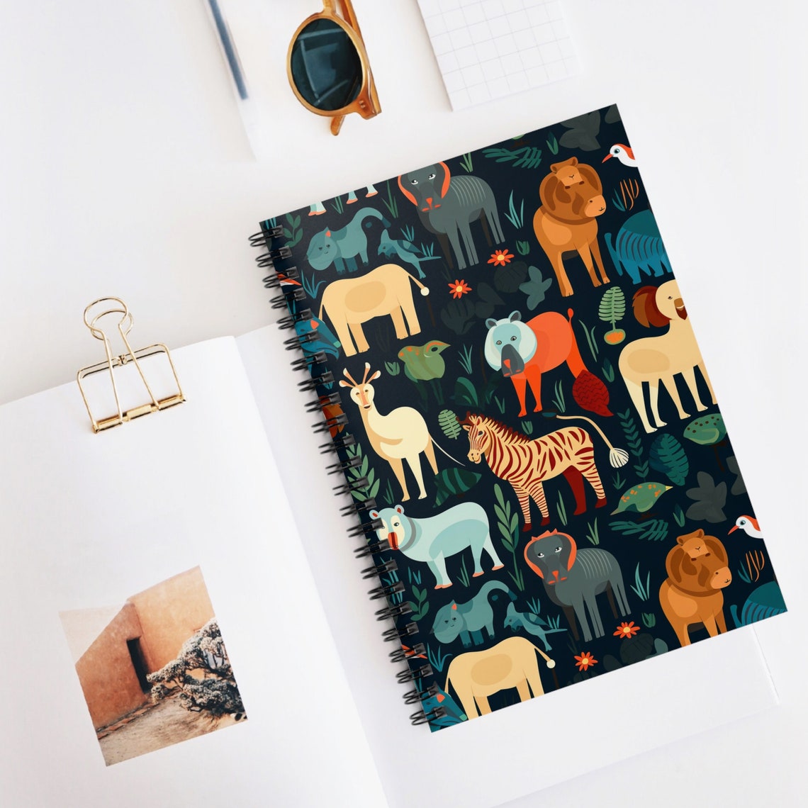 Journal Lined Notebook Spiral Bound Notebook Sketchbook Animal Pattern ...