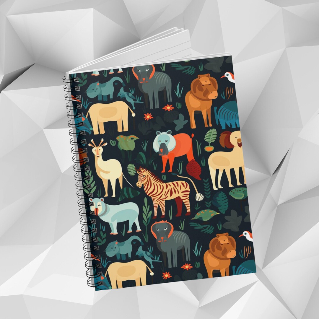 Journal Lined Notebook Spiral Bound Notebook Sketchbook Animal Pattern ...