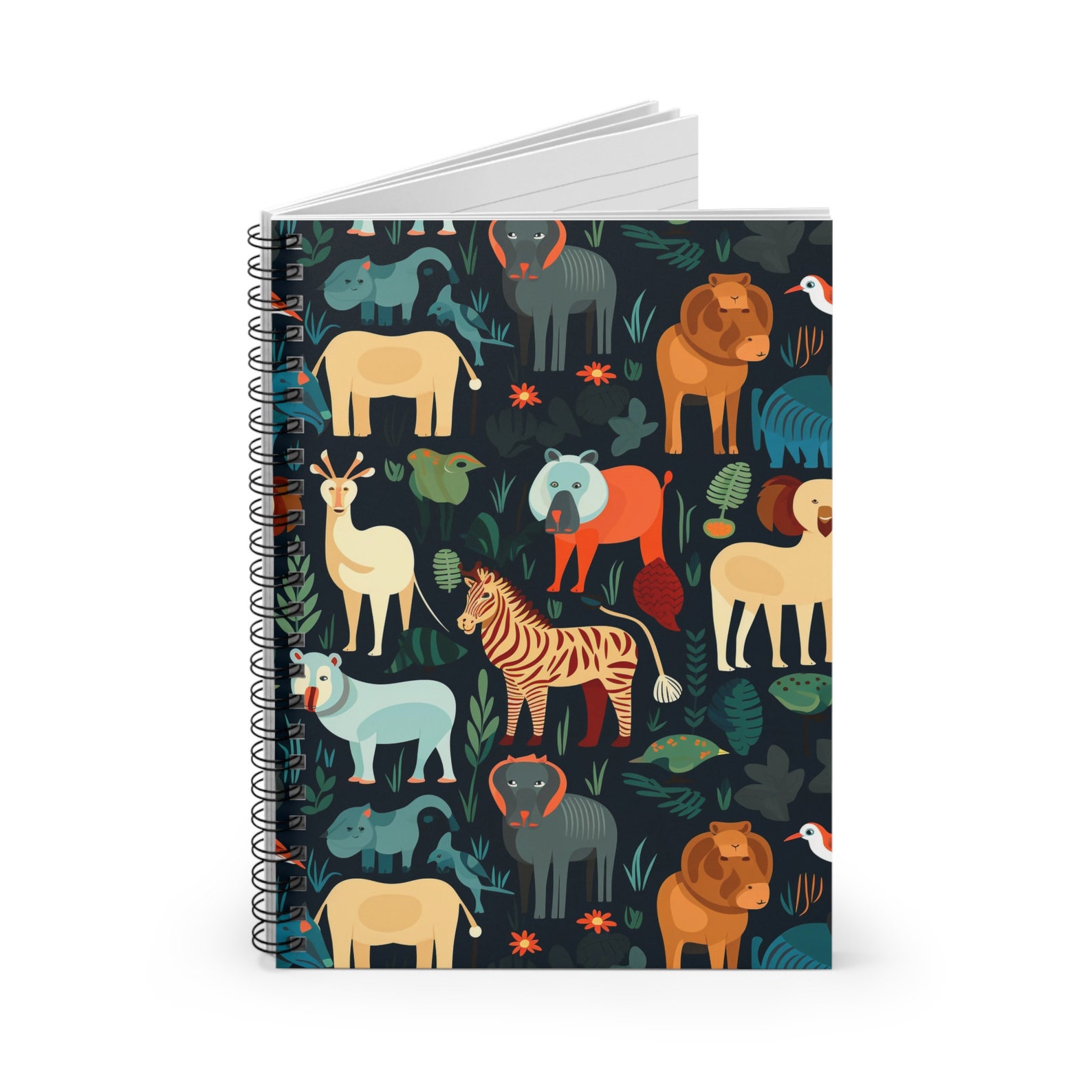 Journal Lined Notebook Spiral Bound Notebook Sketchbook Animal Pattern ...