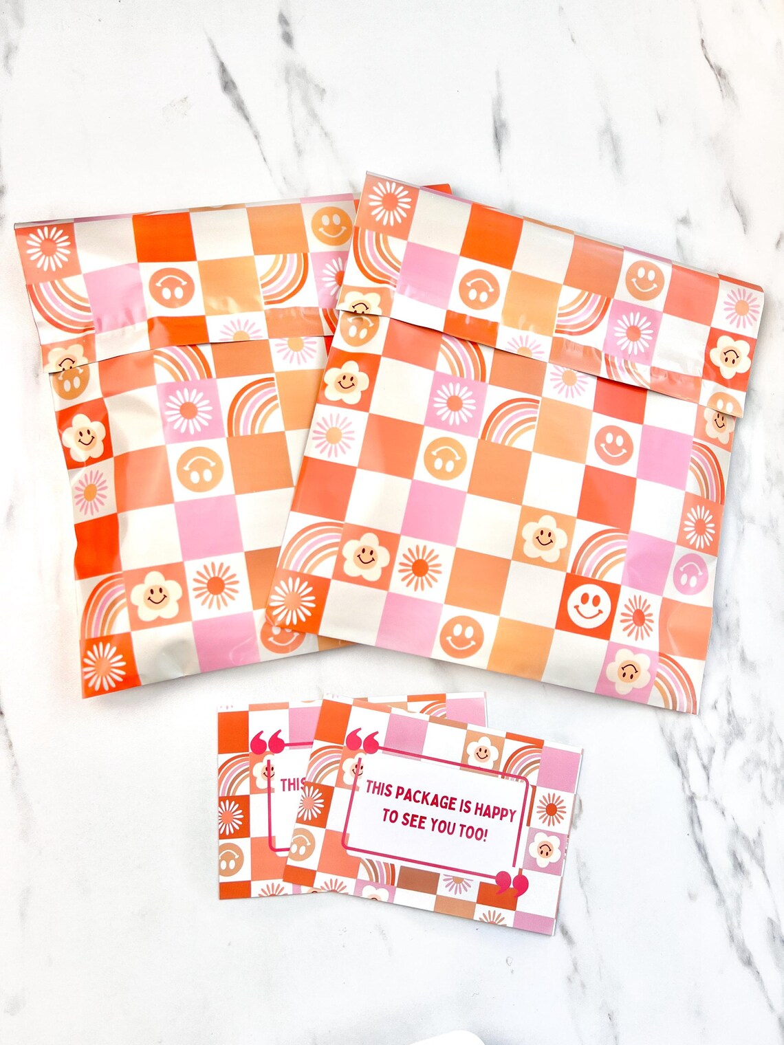 Retro Checkered Thank You Insert Card for Small Business Packaging Cute ...