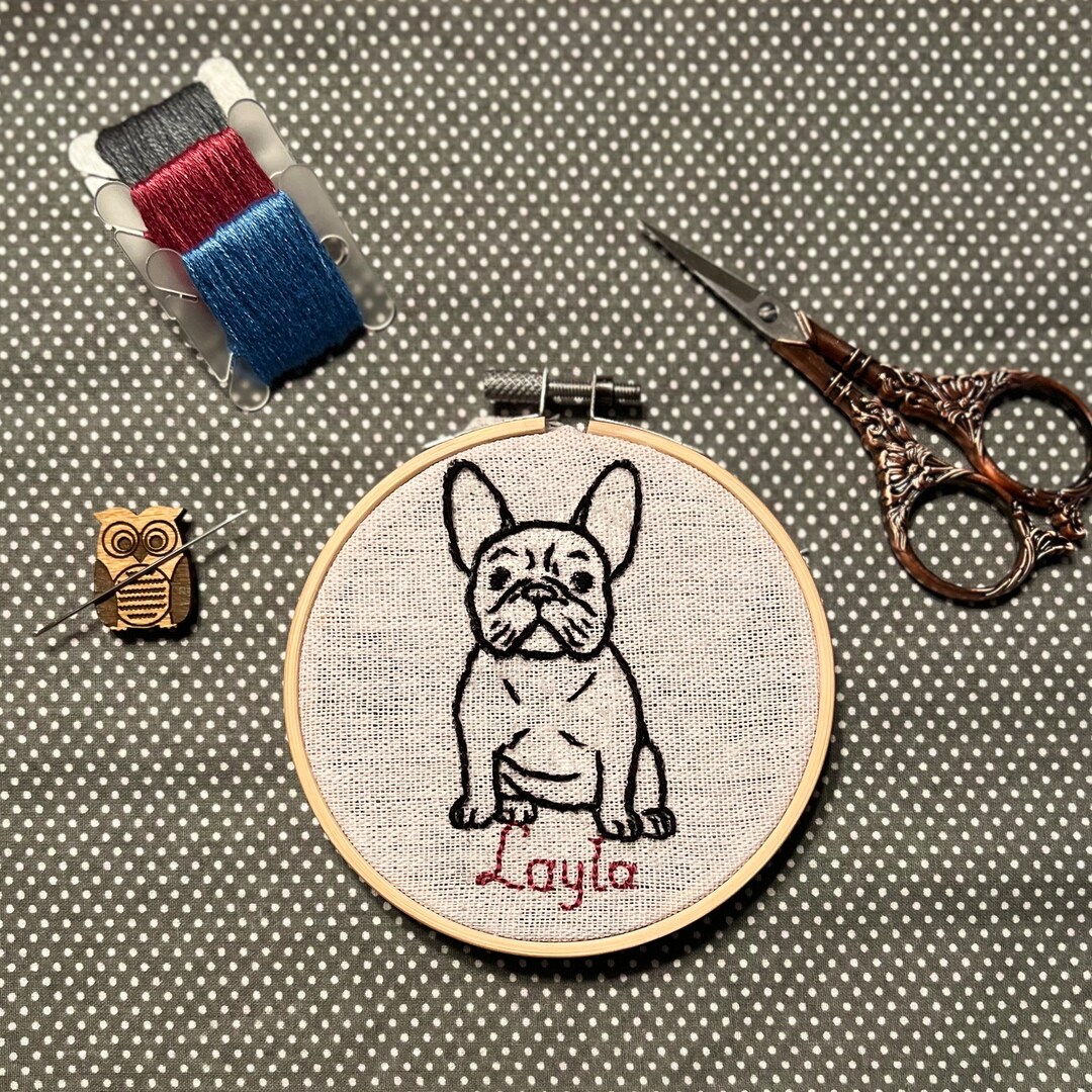 Personalized Frenchie Embroidery - Finished - Etsy