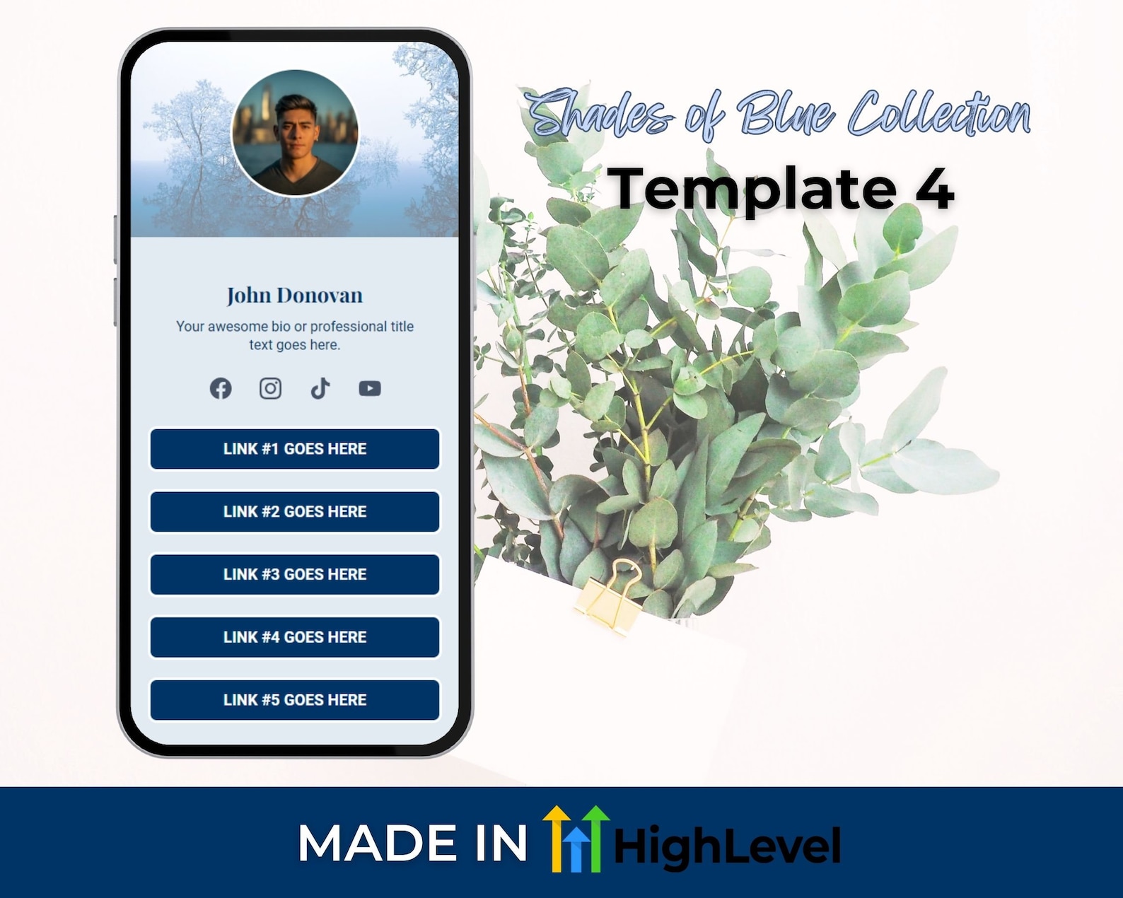 Blue Link in Bio Templates: Highlevel, Instagram, Linktree Alternative ...