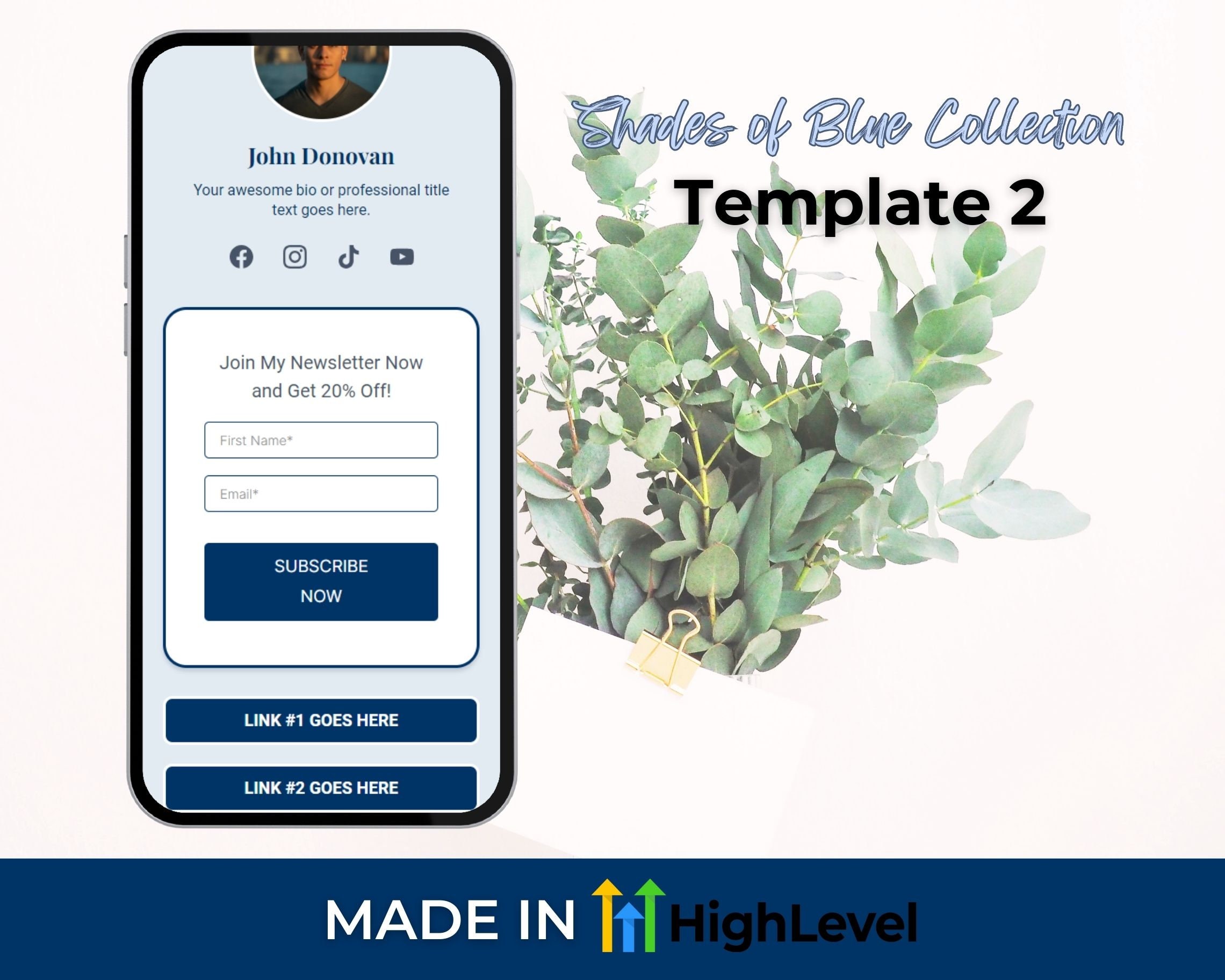 Blue Link in Bio Templates: Highlevel, Instagram, Linktree Alternative ...