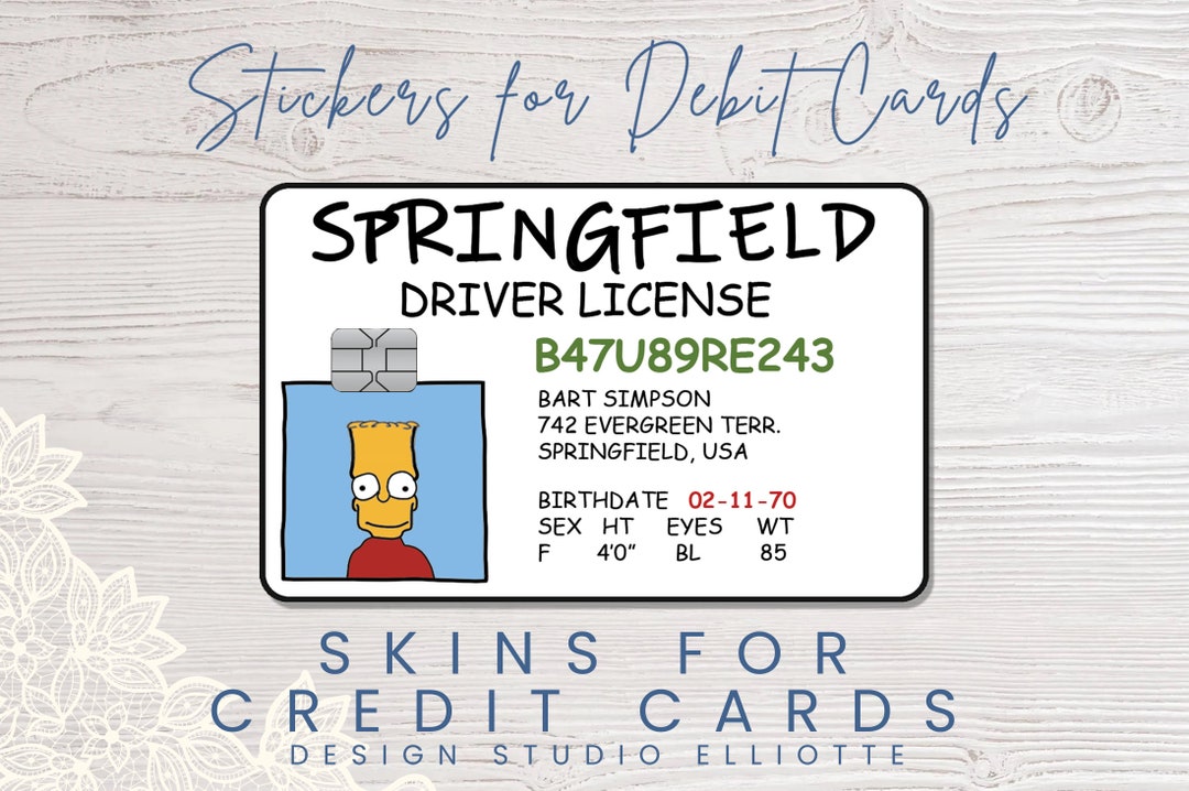 Credit Card Skin Bart Simpson Driver License Credit Card - Etsy