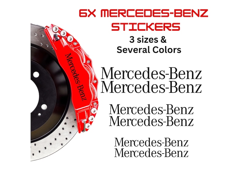 Mercedes Benz Brake Caliper Decals: High-temp Vinyl Car Stickers (6x ...