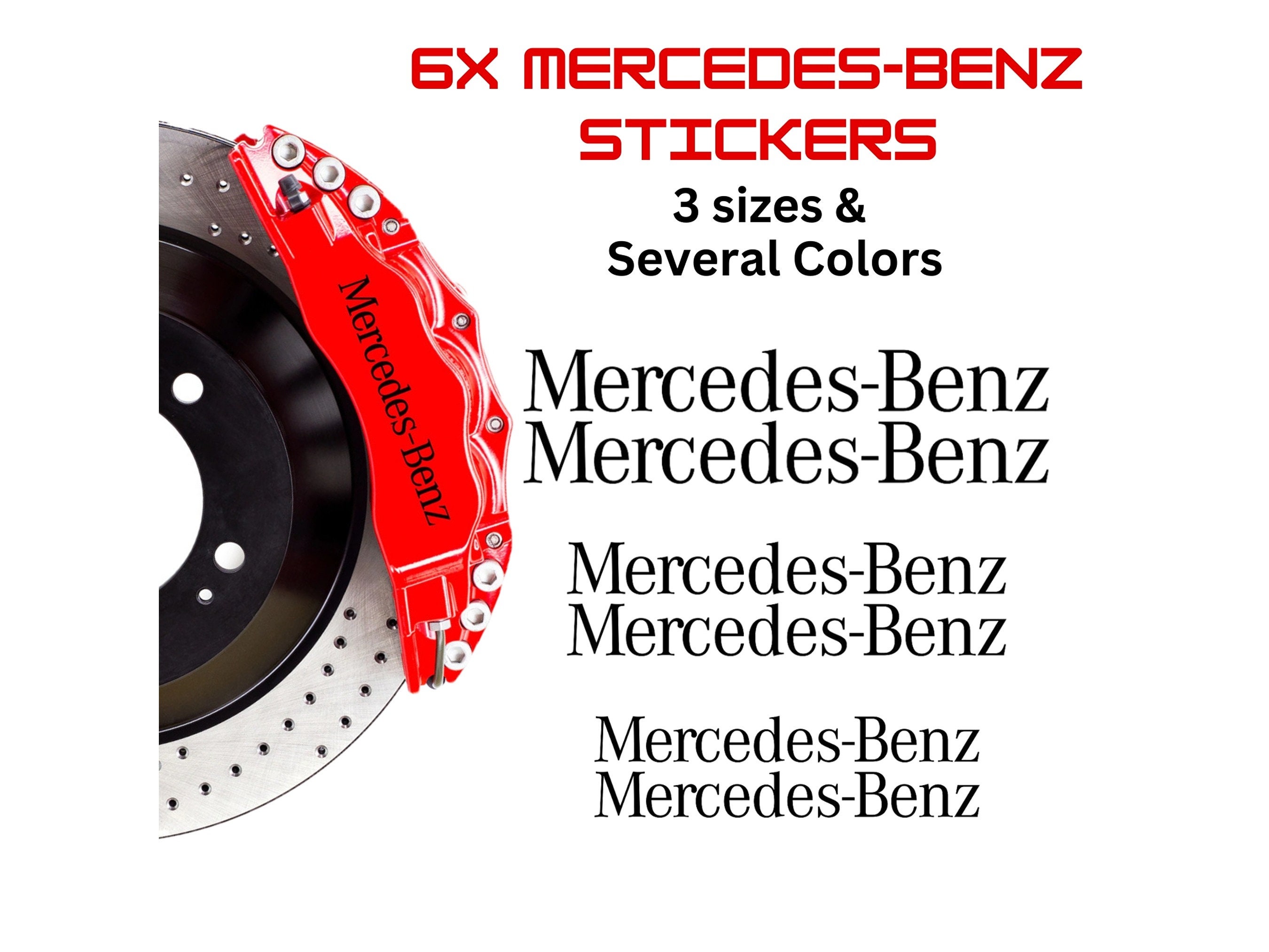 Mercedes Benz Brake Caliper Decals: High-temp Vinyl Car Stickers (6x) - Etsy
