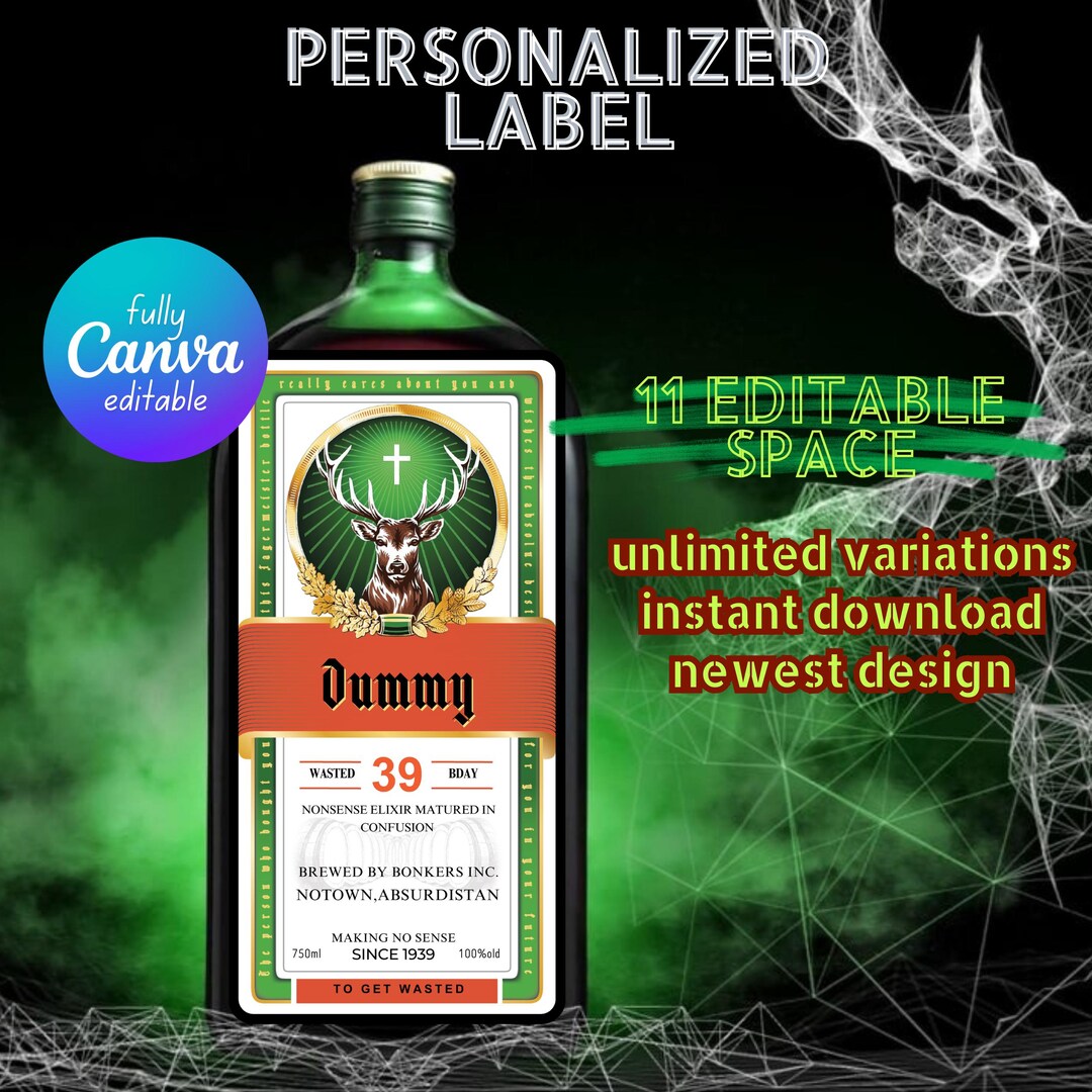Custom Drink Label for Canva, Personalized Liqueur Bottle, Groomsmen ...