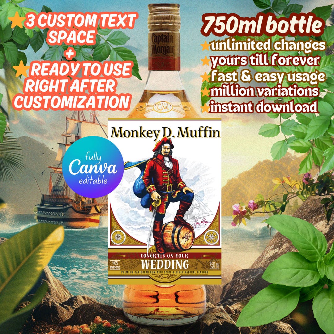 Custom Drink Label for Canva Personalized Rum Bottle Groomsmen Gift ...