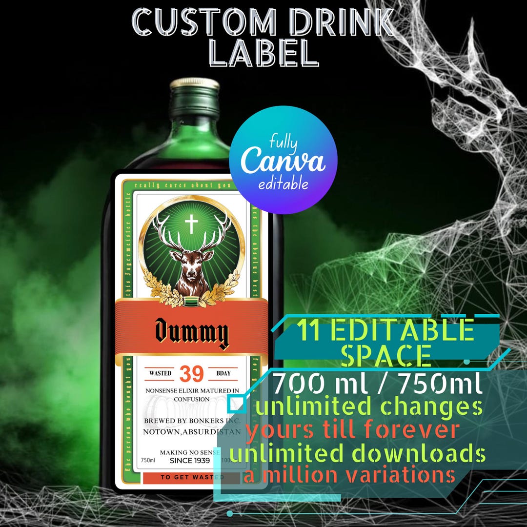 Custom Drink Label for Canva, Personalized Liqueur Bottle, Groomsmen ...