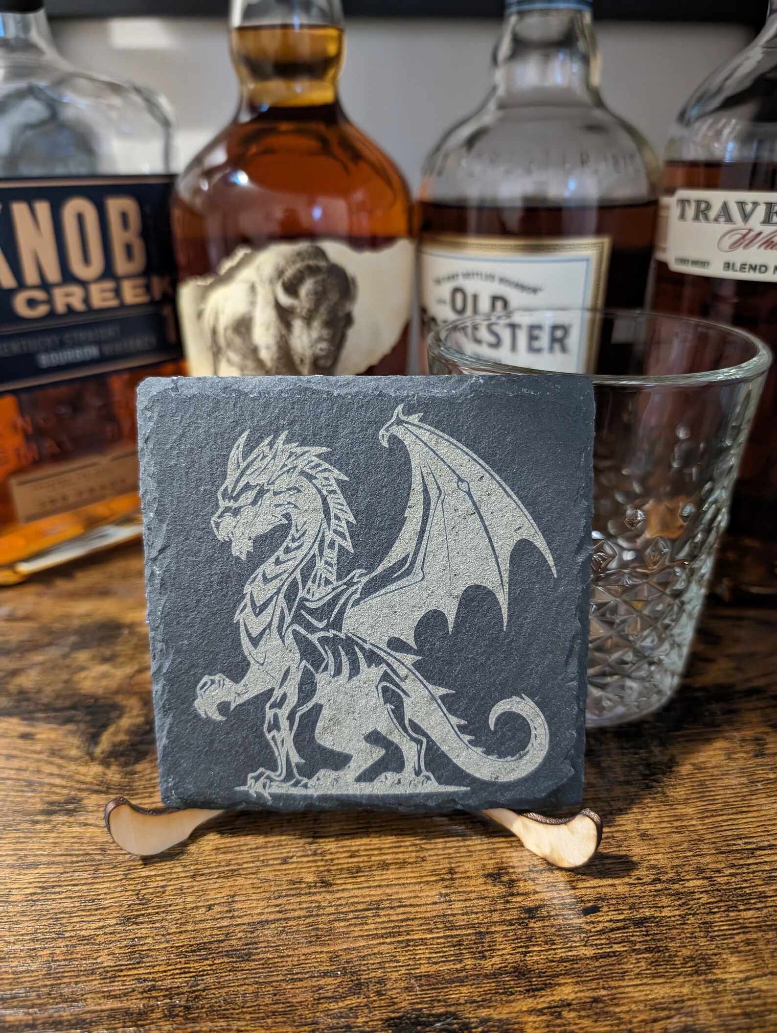 Dragon Slate Coasters, Laser Engraved Drink Coasters, Fantasy Slate ...