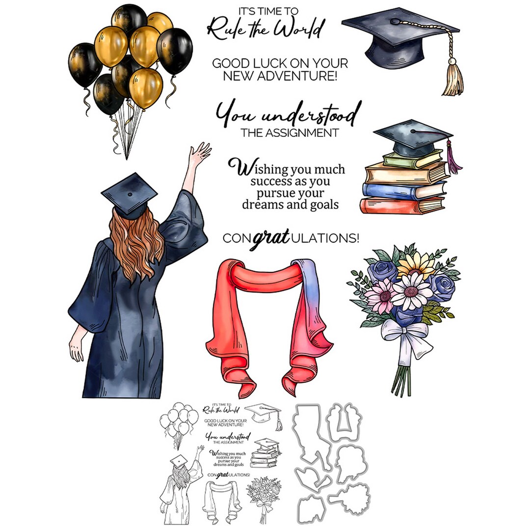 Graduation Girl Cap Balloons Ribbon Flowers It's Time to Rule the World ...