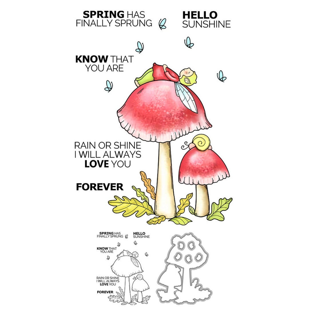 Spring Has Finally Sprung Hello Sunshine Mushroom Fairies Metal Cutting ...