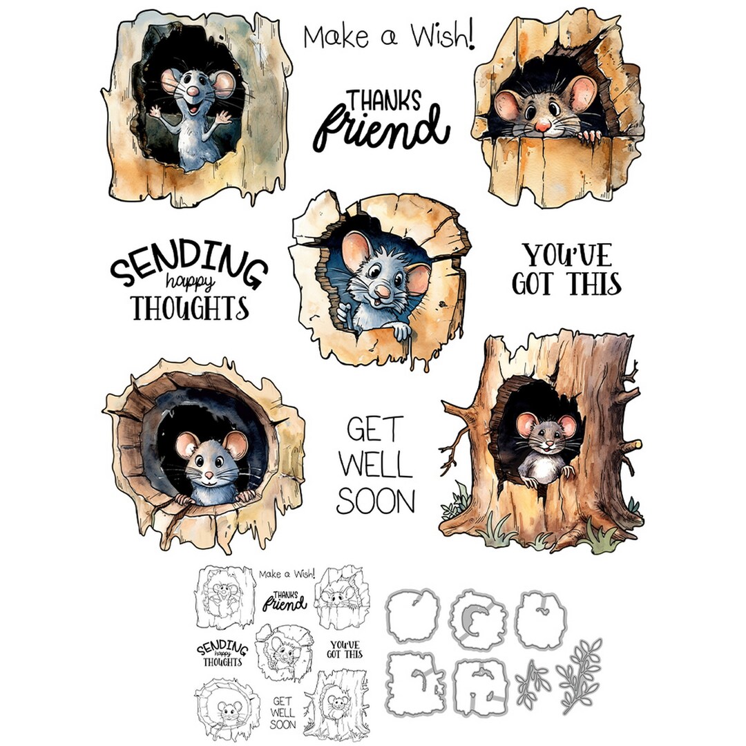 Peeking Tree Mouse Mice Get Well Soon Sending Happy Thoughts Thanks ...