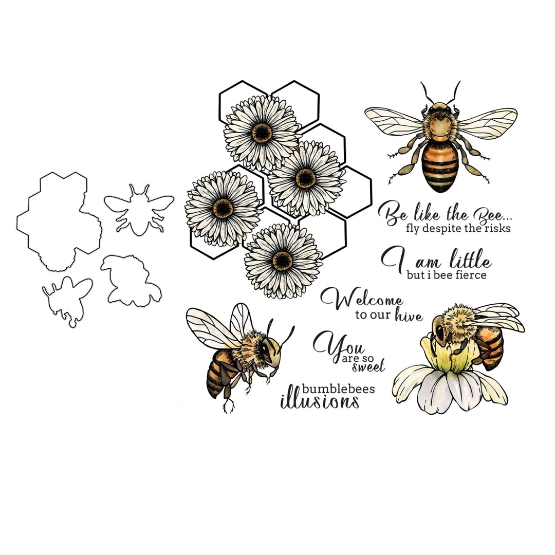Busy Bees Daisy Flowers Be Like the Bee Metal Cutting Dies Clear Stamps ...