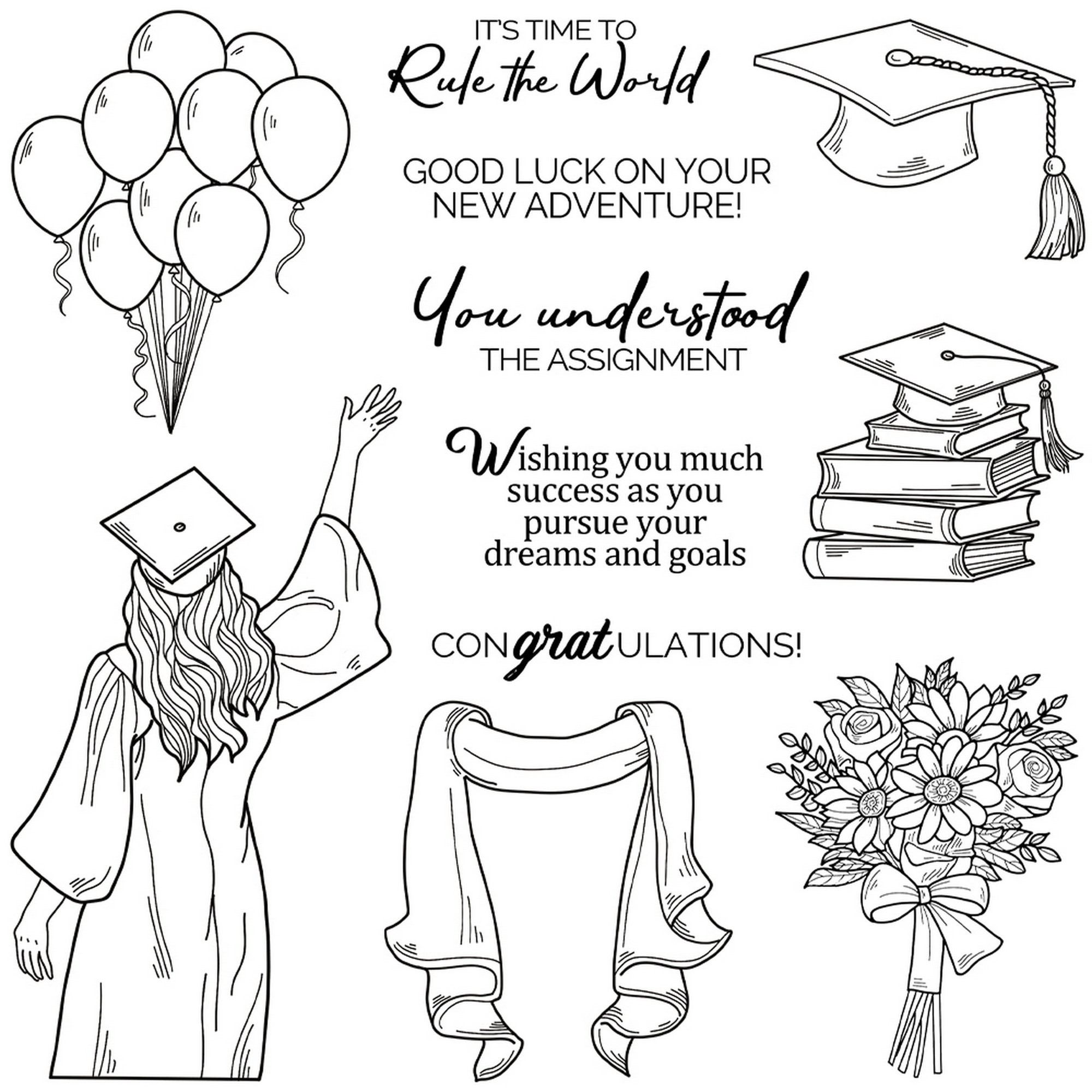 Graduation Girl Cap Balloons Ribbon Flowers It's Time to Rule the World ...