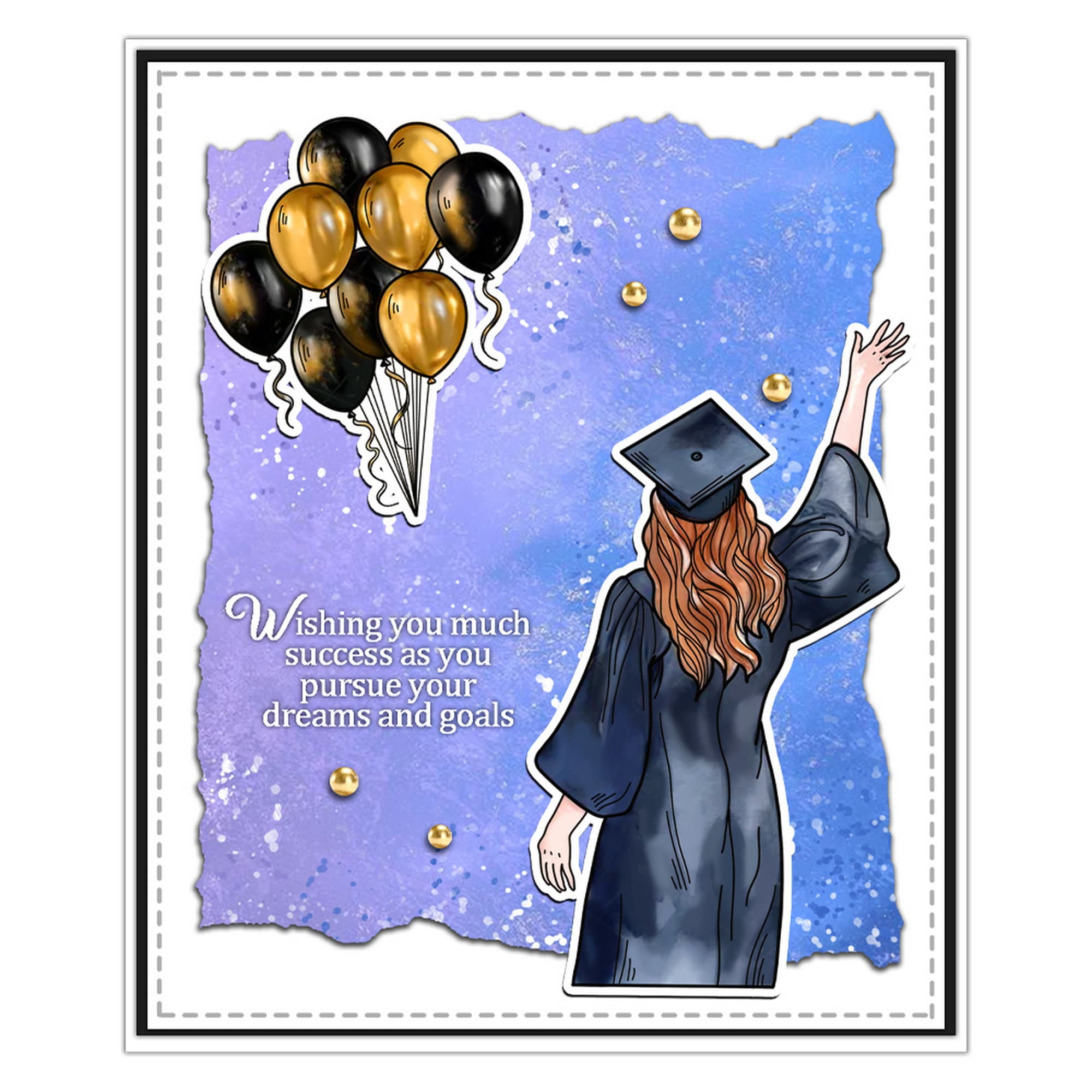 Graduation Girl Cap Balloons Ribbon Flowers It's Time to Rule the World ...