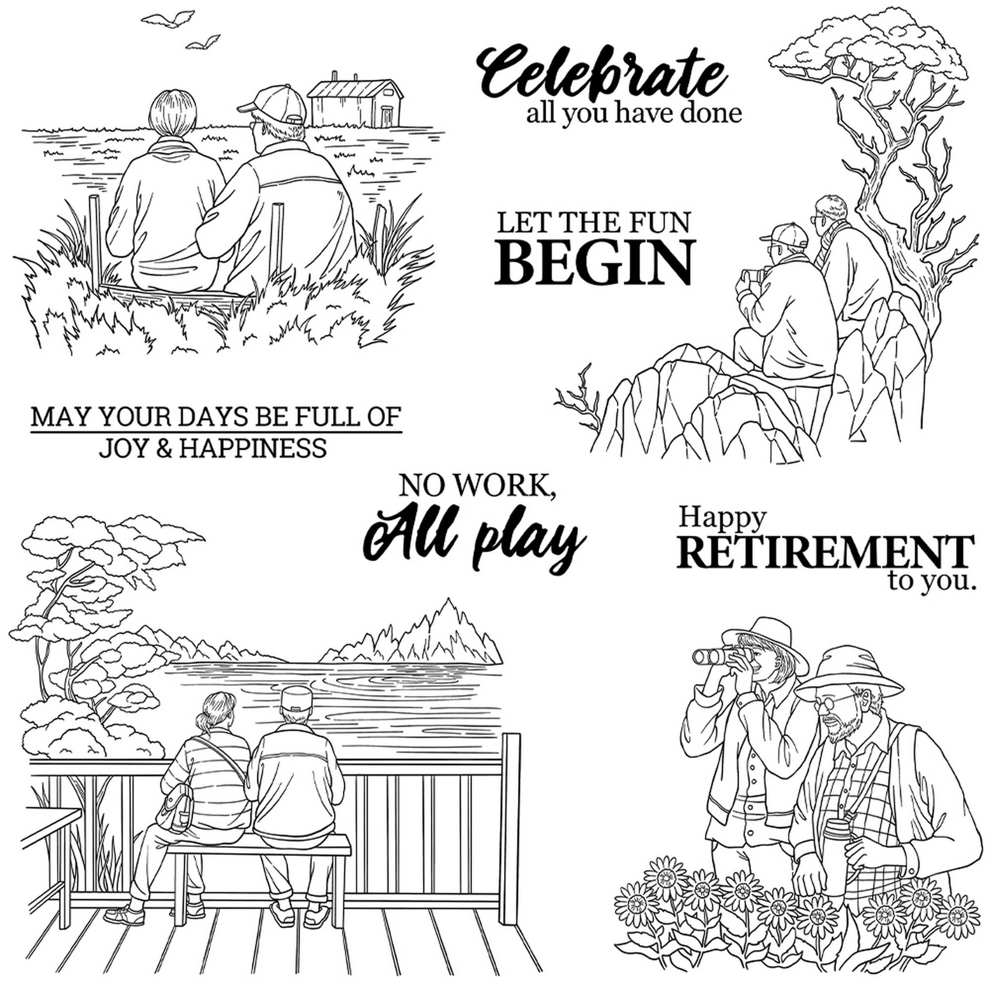 Happy Retirement Old Couple Celebrate All You Have Done No Work All ...