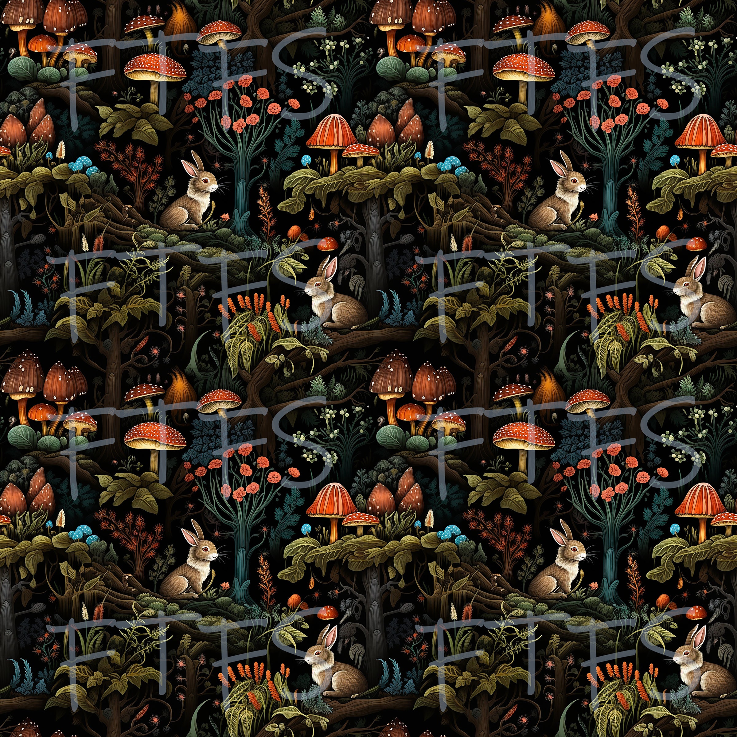 Whimsical Forest Creatures Floral Cottagecore PNG Seamless Tumbler ...