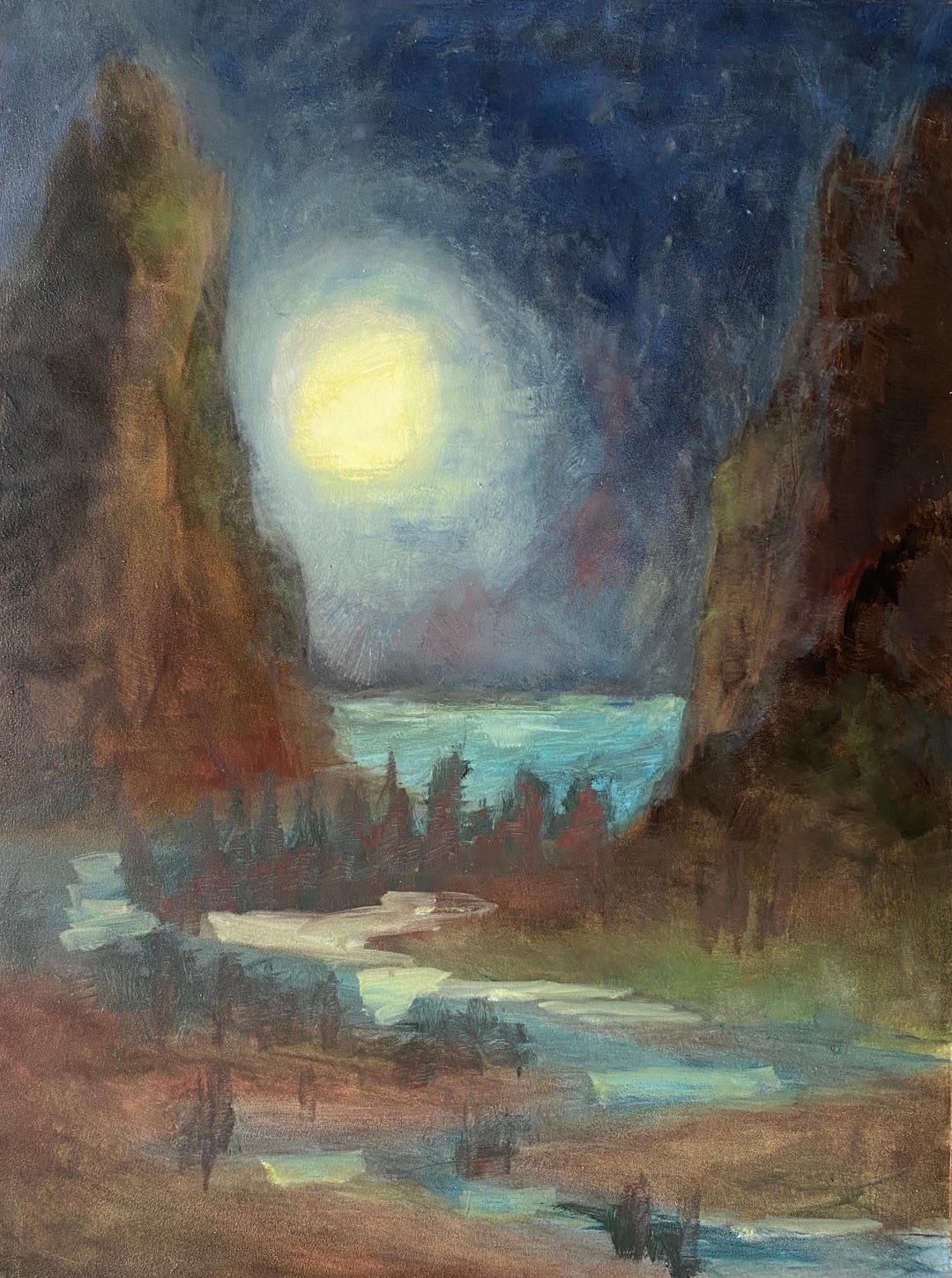 Moonlight and Mountains, Moonlight on Water, Moonlight Night Scene ...