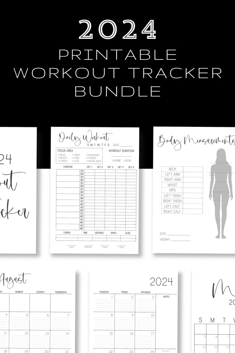 Printable Workout Tracker, Health and Fitness BUNDLE, Customizable, US ...