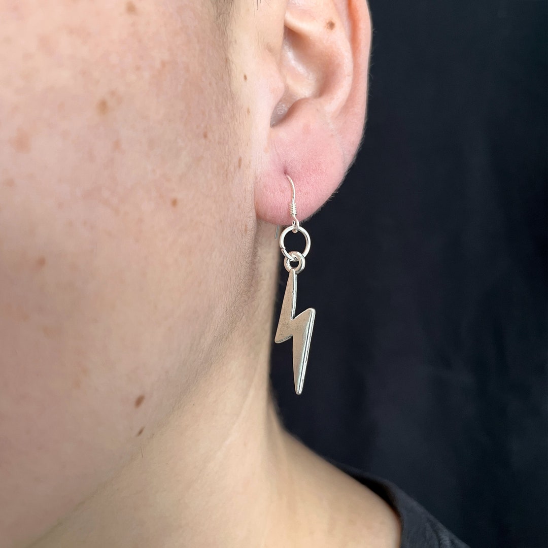 Lightning Bolt Earring Sterling Silver 925 - Etsy