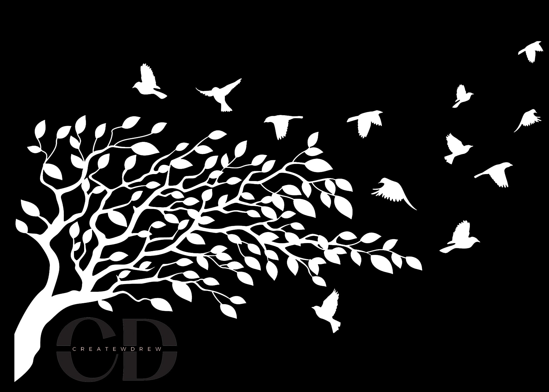 Tree Silhouette With Birds