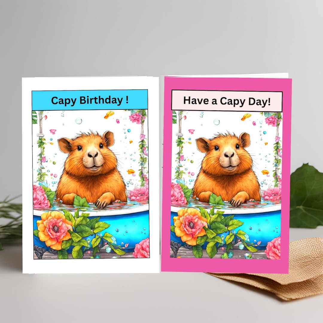 Unique Capybara Happy Birthday Card and All Occasions Cards. - Etsy