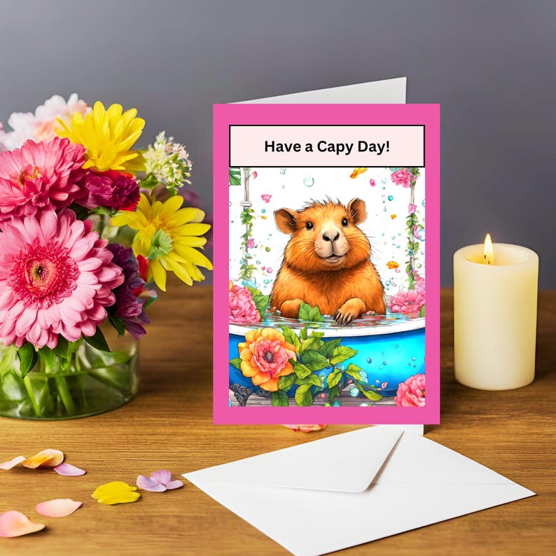 Unique Capybara Happy Birthday Card and All Occasions Cards. - Etsy