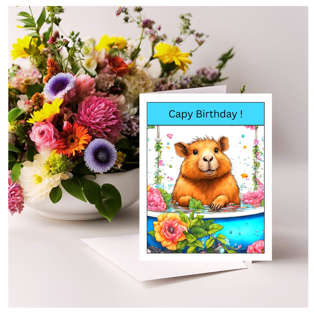 Unique Capybara Happy Birthday Card and All Occasions Cards. - Etsy